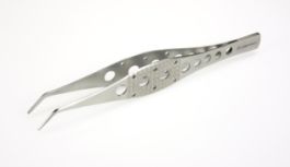 Ergonomic Forceps, 7” (18 cm), 1 mm smooth tip, angled, Premium Grade